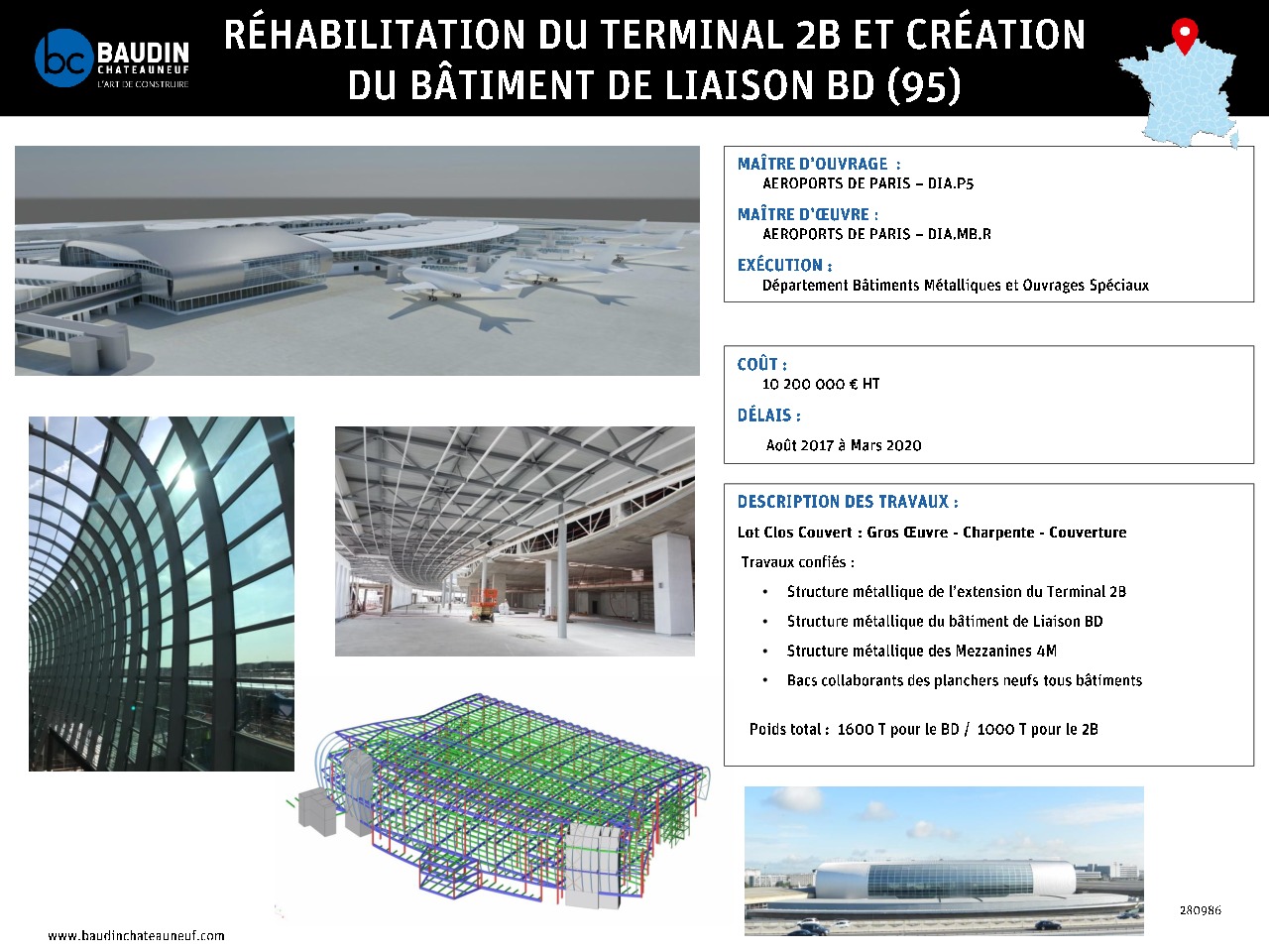 Terminal 2B et bâtiment de liaison BD - ADP ROISSY - Baudin Chateauneuf